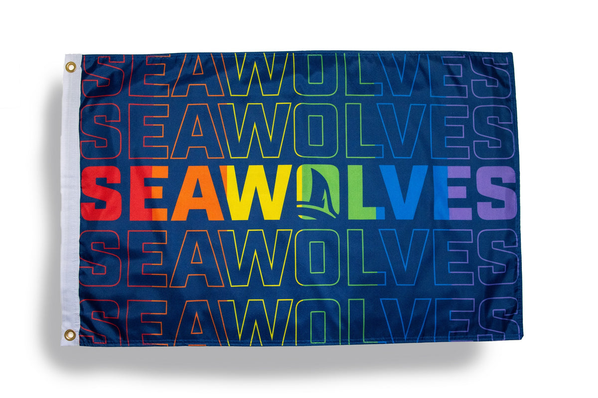 Seawolves Wordmark Pride Flag – SEATTLE SEAWOLVES RUGBY TEAM STORE